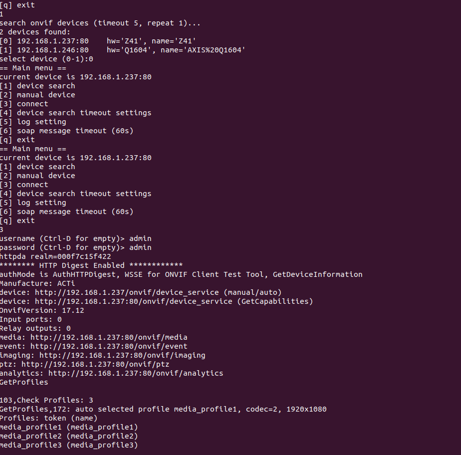 ONVIF Client software on Linux | ONVIF Profile S, Profile T Client Test ...